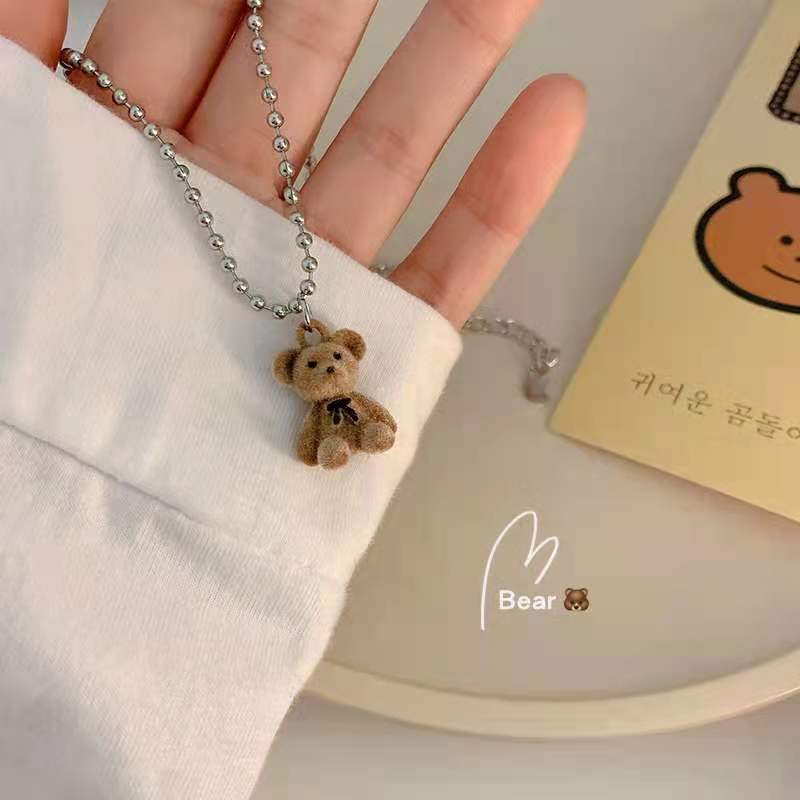 Korean Jewellery Cute Teddy Bear Necklace Clavicle Chain Aesthetic ...