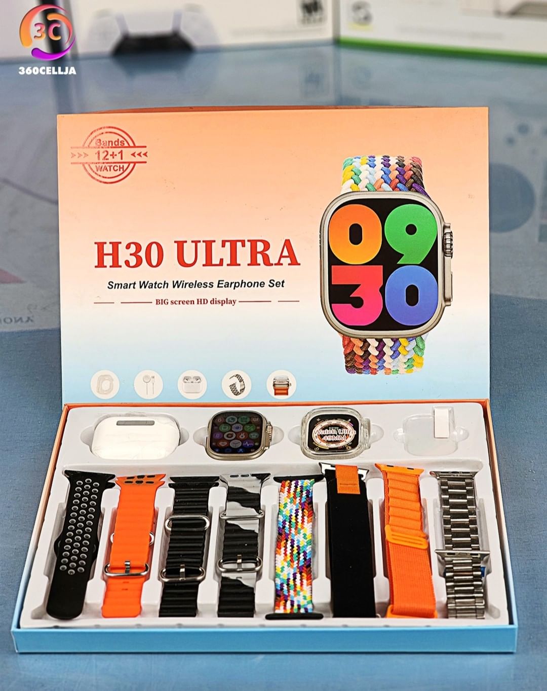 H30 Ultra smart watch with 7 Different strap in Rendom Colour, wireless Airbuds, Watch cover and ...