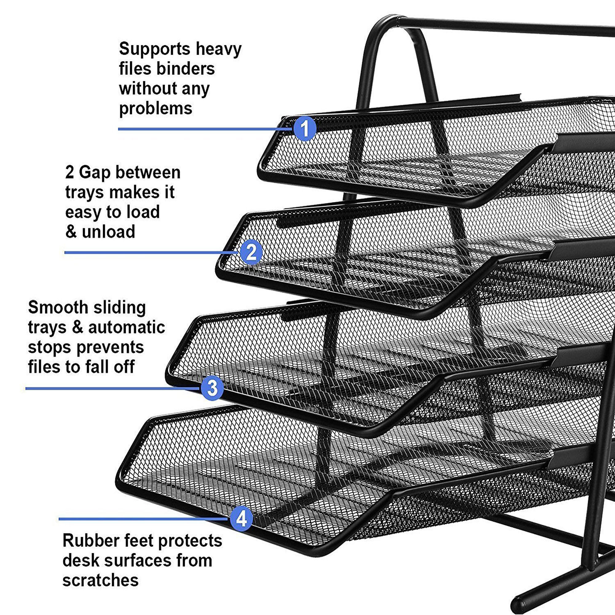 Heavy Duty Metal 4 Tier story Desktop Document Letter Tray / Office 4 ...