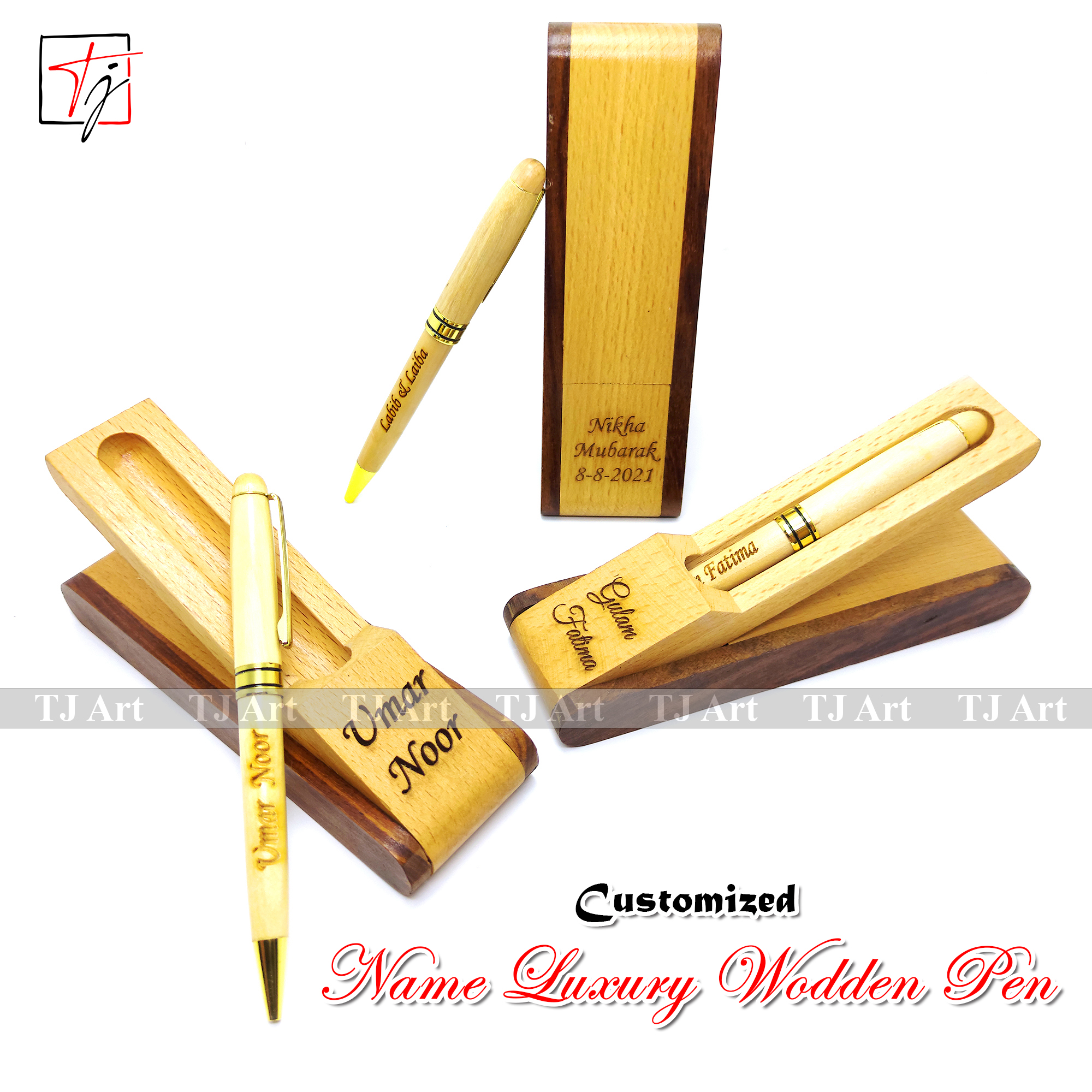 Customized Name Luxury Wooden Ballpoint Pen Gift Set with Wooden ...