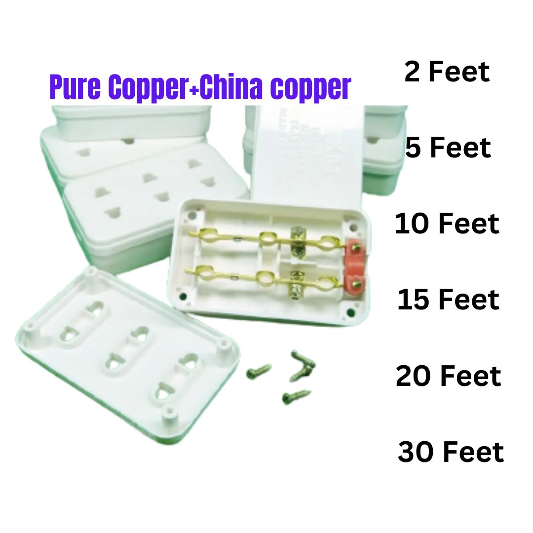 Flexible Extension Cable with Triple 2-pin Socket Male Female Electric ...