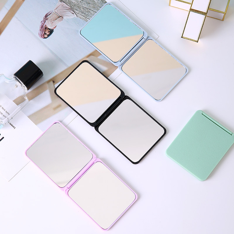 Plastic Folding Mirror Pocket Mini Portable Makeup Mirrors Travel Hand ...
