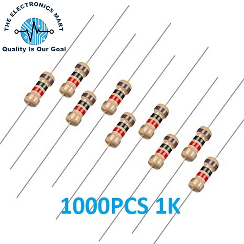 50,100,200,500,1000,PCS 1K Ohm 1/4 Watt 5% Carbon Film Resistor Through ...