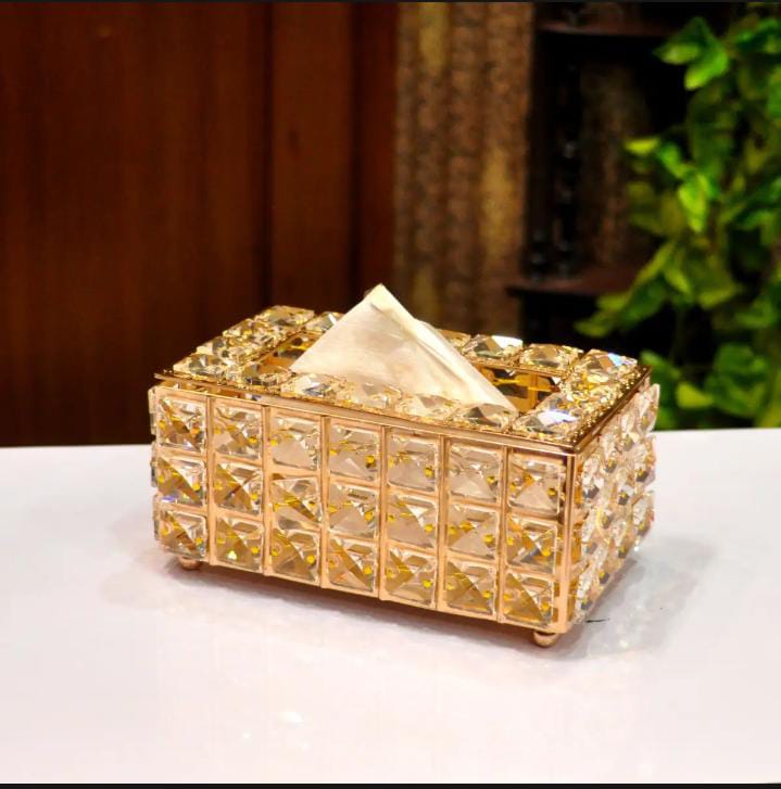 Premium Luxury Gold Tissue box | Fully Golden Glass Tissue Box | Daraz.pk