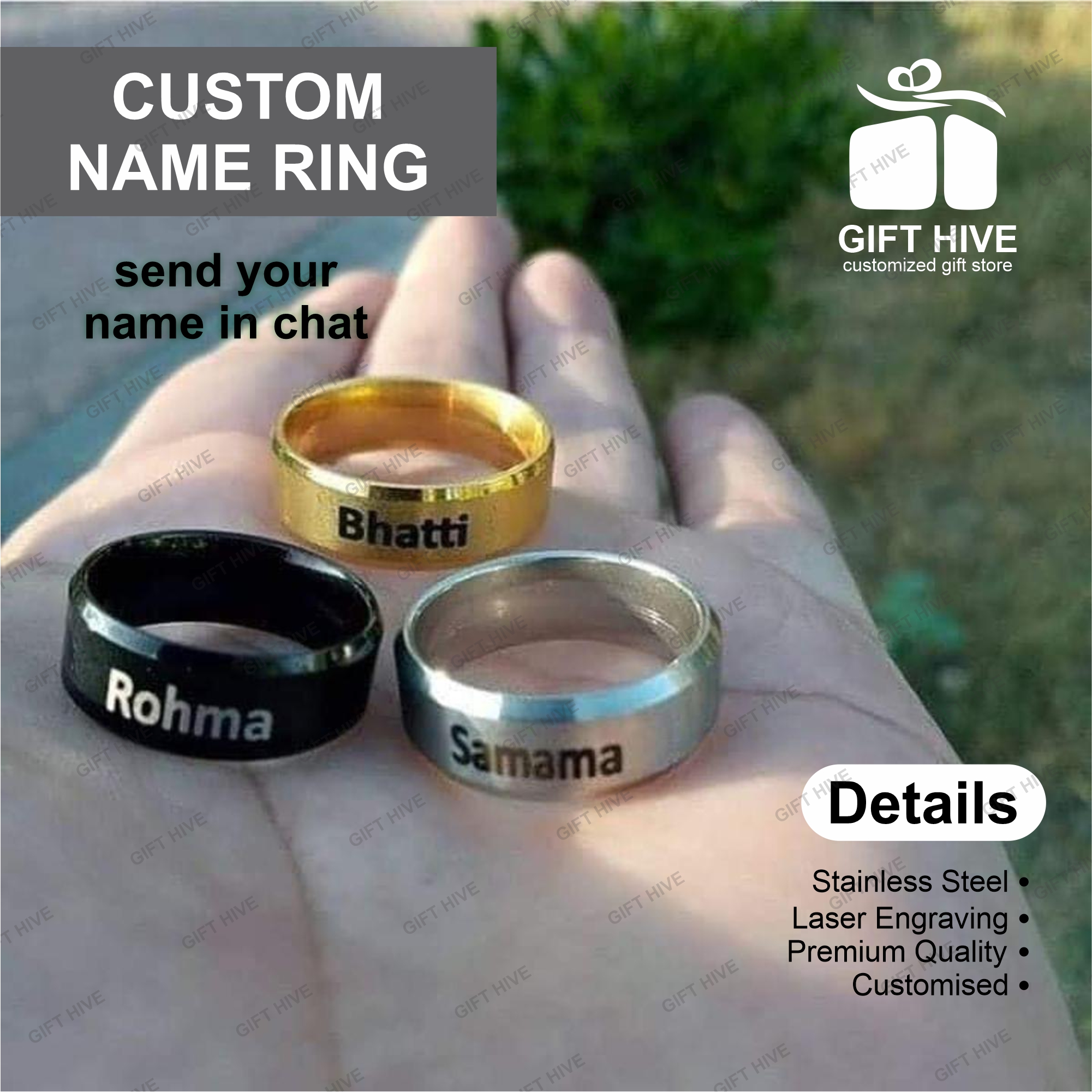 custom single name ring, couple name ring, boys name ring girls name ring, name ring , | Daraz.pk
