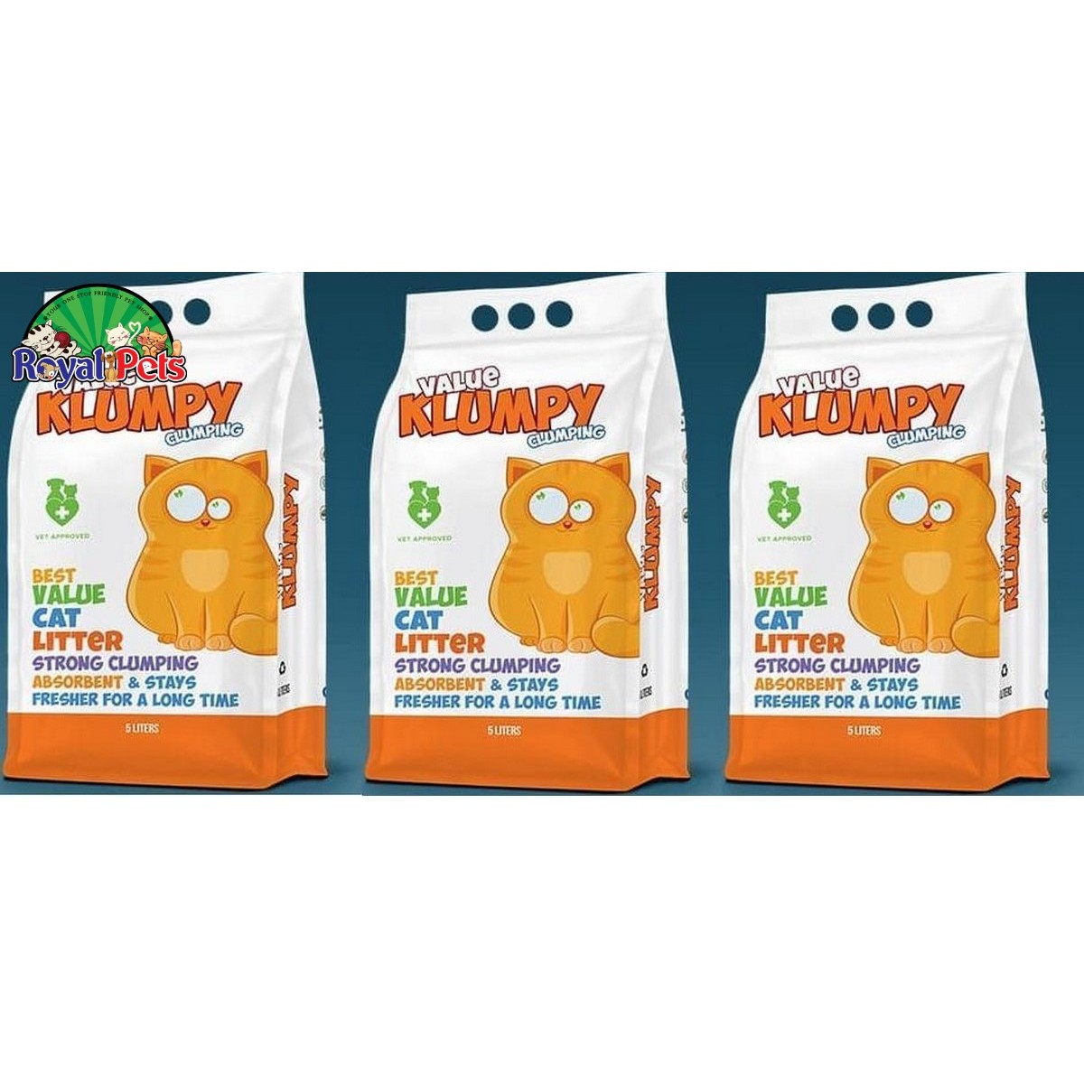 Pack Of 3 KLUMPY VALUE CAT LITTER - HIGH ABSORBENT - ANTI BACTERIAL ...