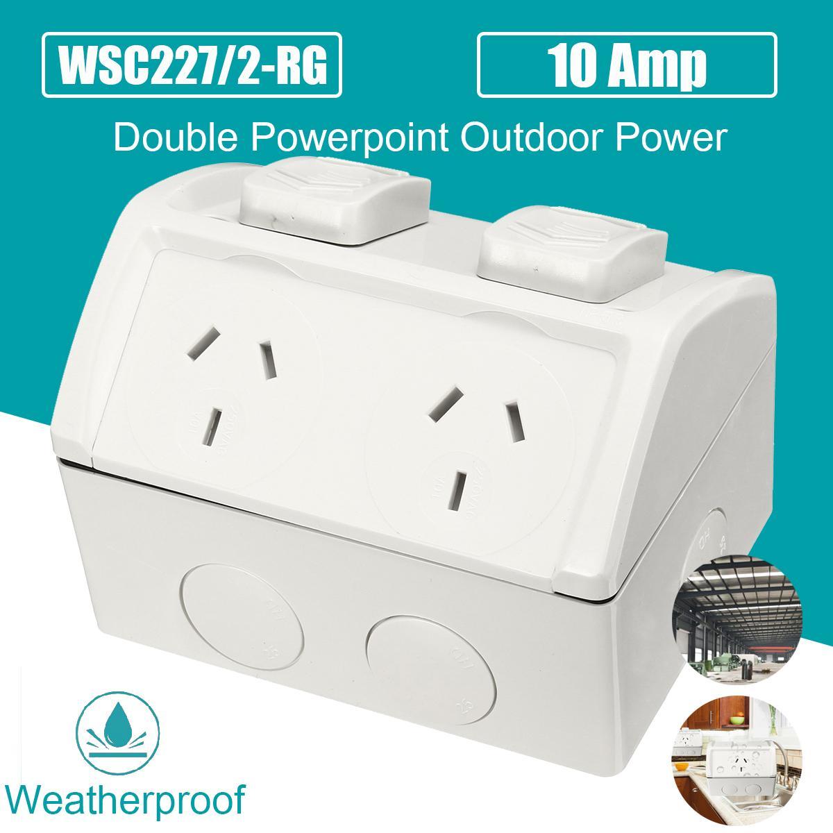 Clipsal Double Weatherproof Powerpoint Outdoor Power Outlet 10A GPO ...