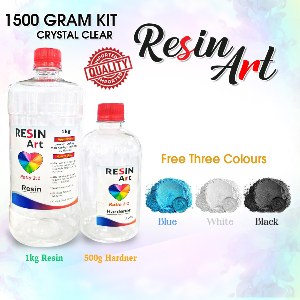 Epoxy Resin Art Imported Crystal Clear Kit (1.5Kg Set - 1Kg Resin 500G ...