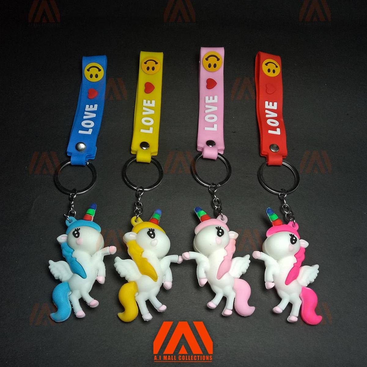 Love Unicorn Keychain With Bracelet Stylish & Fancy Soft PVC 3D Rubber ...