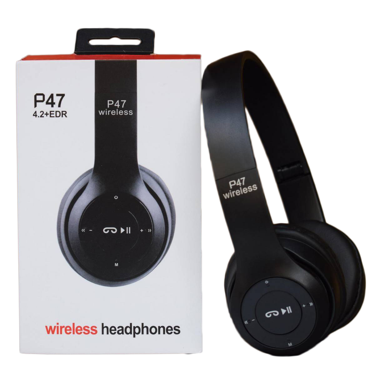 P47 Wireless Bluetooth Stereo Headphones – Foldable Headset with Built-in Mic for All Devices ...