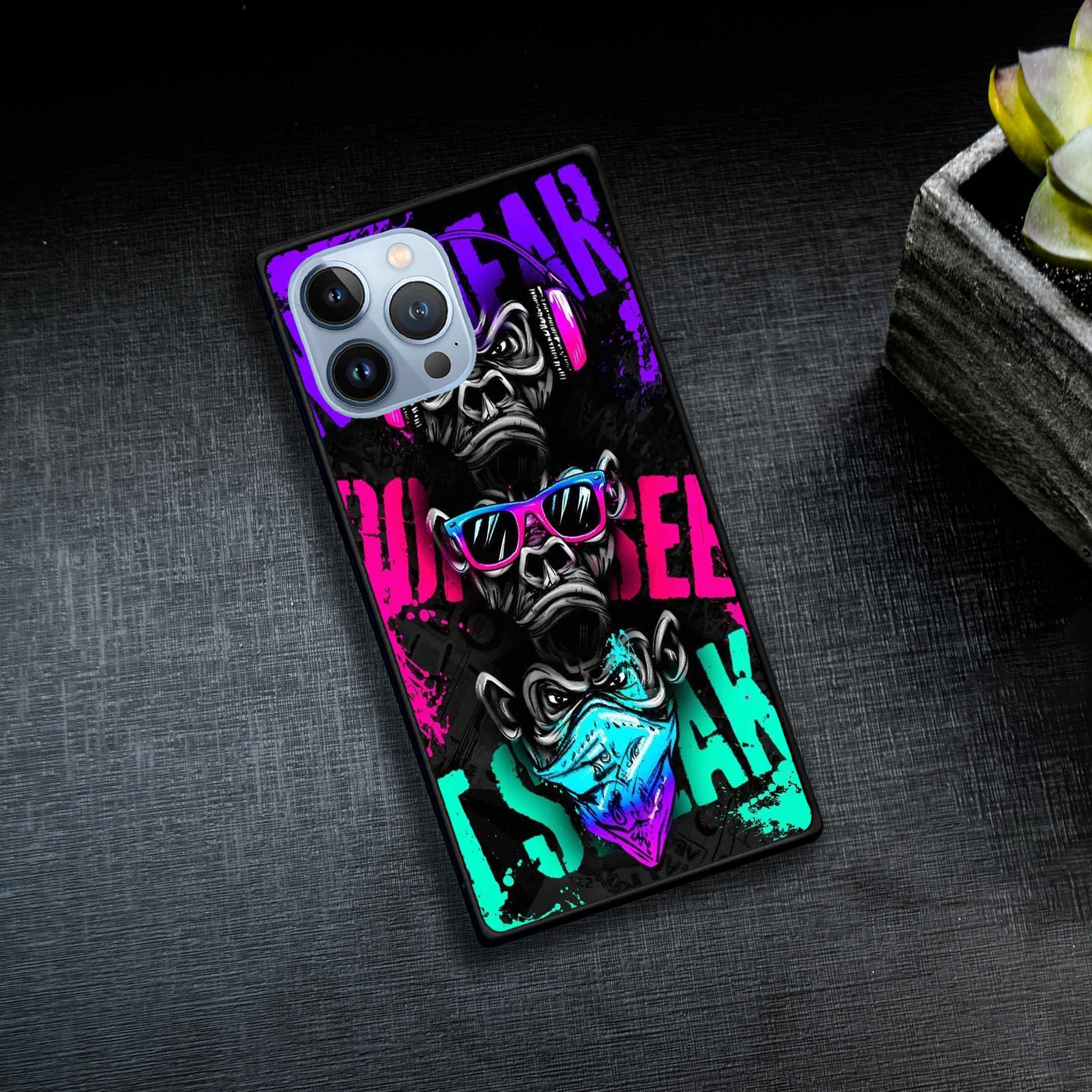 Square Glass Monkey Case For iPhone 7, iPhone 8, iPhone 7 Plus, iPhone ...