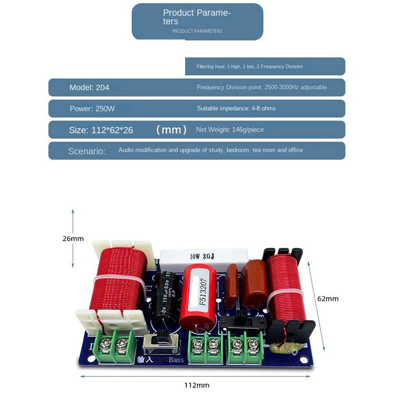 250W High and Low 2-Way Audio Divider HIFI Divider 3000HZ Adjustable ...