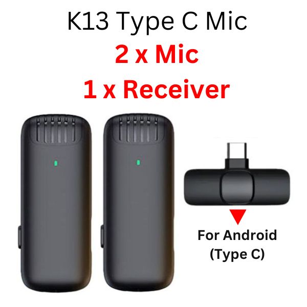 Wireless MIC Type C/Android/Iphone/3.5mm Aux Mic K13 Double Microphone ...