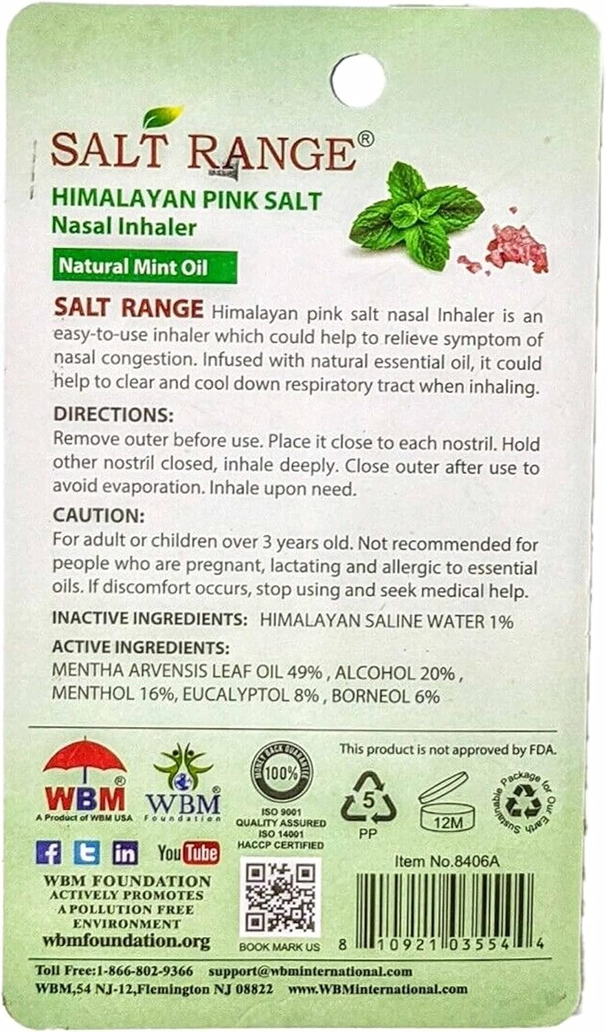 𝐖𝐁𝐌 - Salt Range Pink Salt Nasal Inhaler, Cooling and Refreshing ...