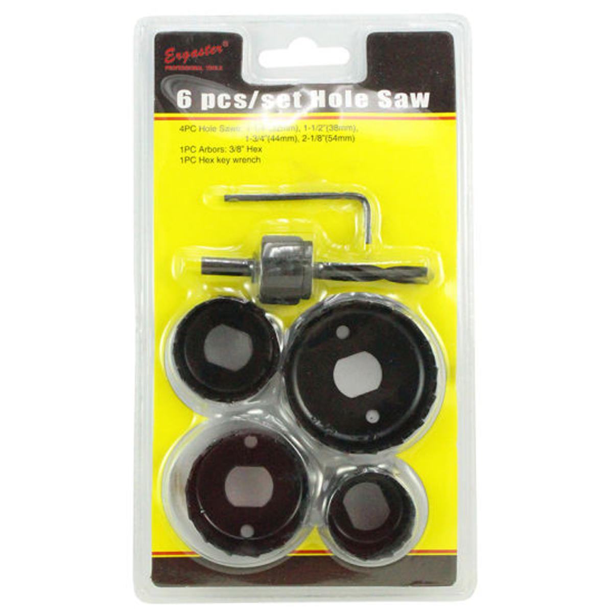 Hole Saw Cutter 6 Pc Set with Circular Round Drill Bit Steel Hole Saw ...
