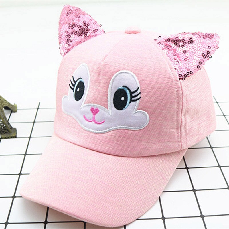 I LOVE DADDY&MUMMY-Summer New Cute Cartoon Cat Ear Girls Cap Adjustable ...
