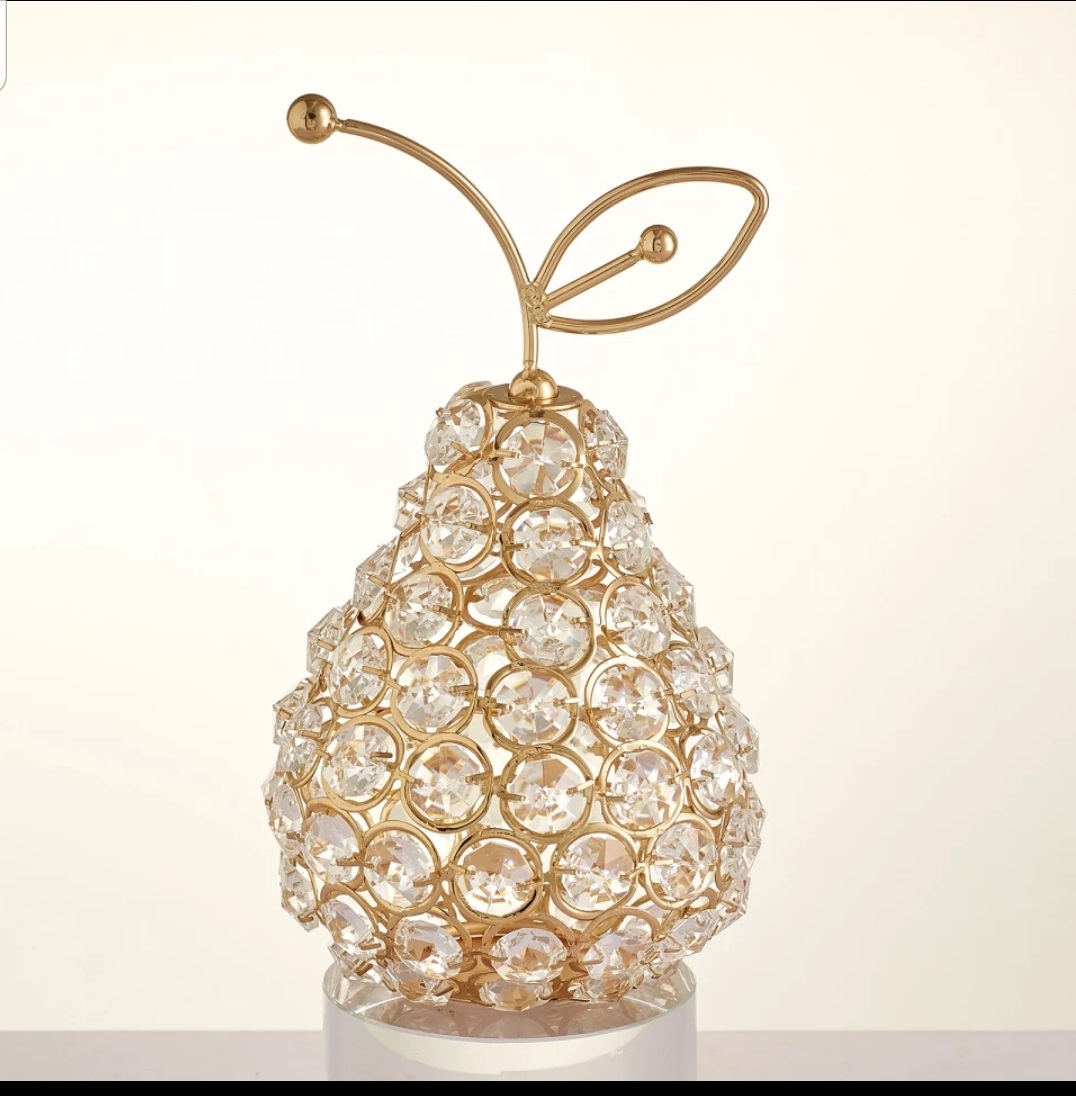 Pear Shape Crystal Model Luxury Metal Crystal Gold Decorating For Home ...