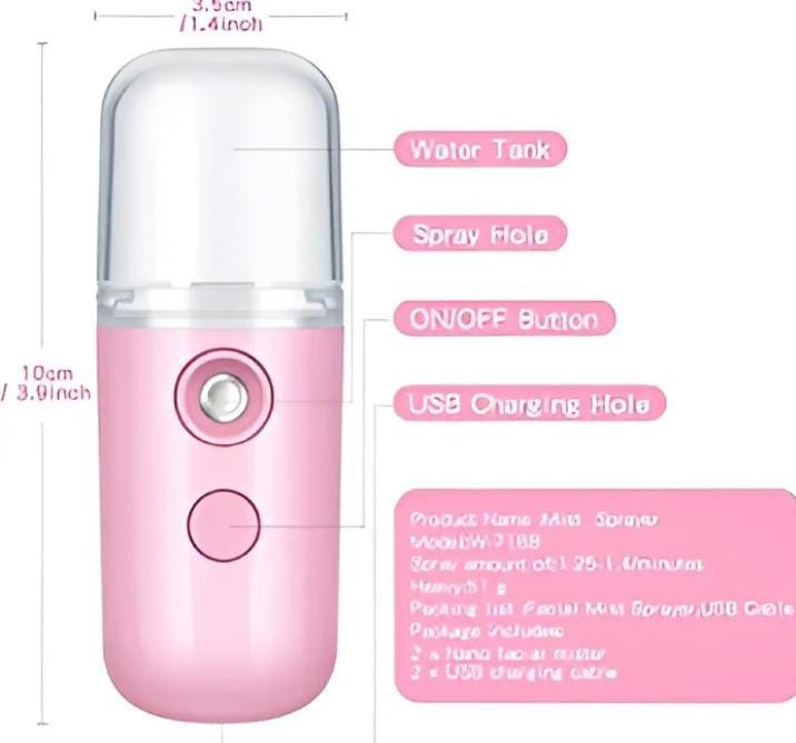 Nano Facial Steamer, Handy Mini Mister, USB Rechargeable Mist Sprayer ...