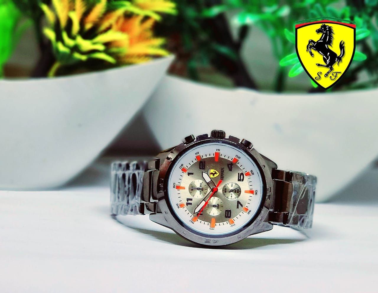 FERRARI Silver Chain silver Dial Chronograph Quartz Watch for Men ...