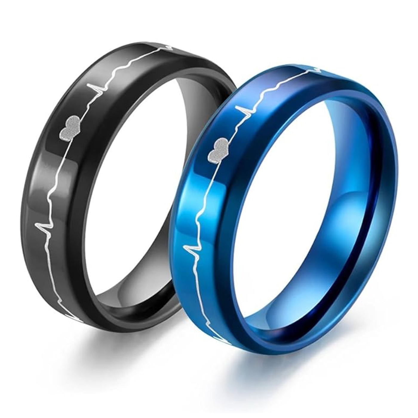 top Quality Stainless Steel Heartbeat Ring 8mm Finger Love Thin Pulse ...