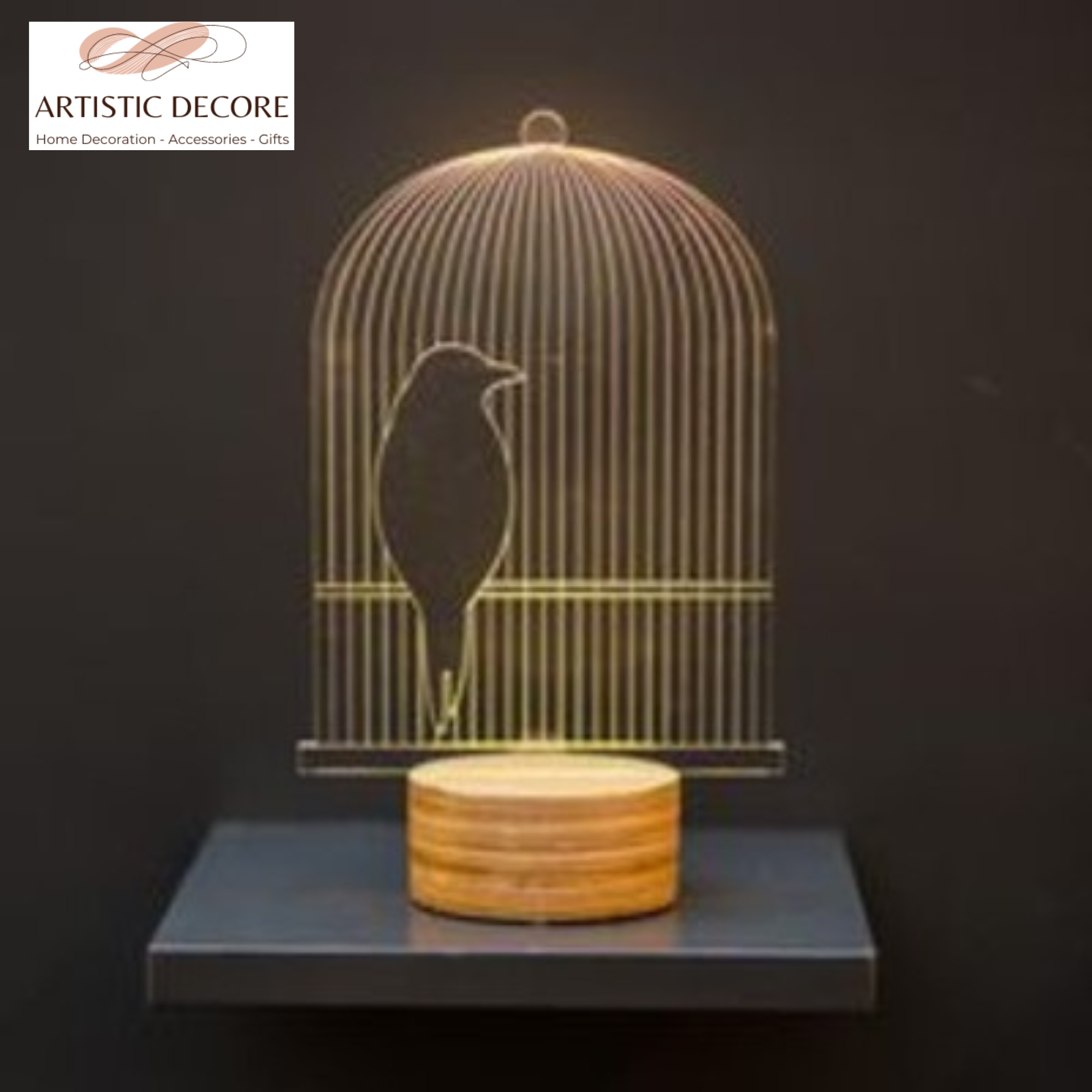 Bird Cage Led Lamp, 3d illusion Bird Cage Lamp | Daraz.pk