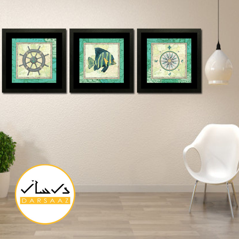 Set of 3 Aquatic Life Themed Wall Art Hanging Frames - OFD308 | Daraz.pk