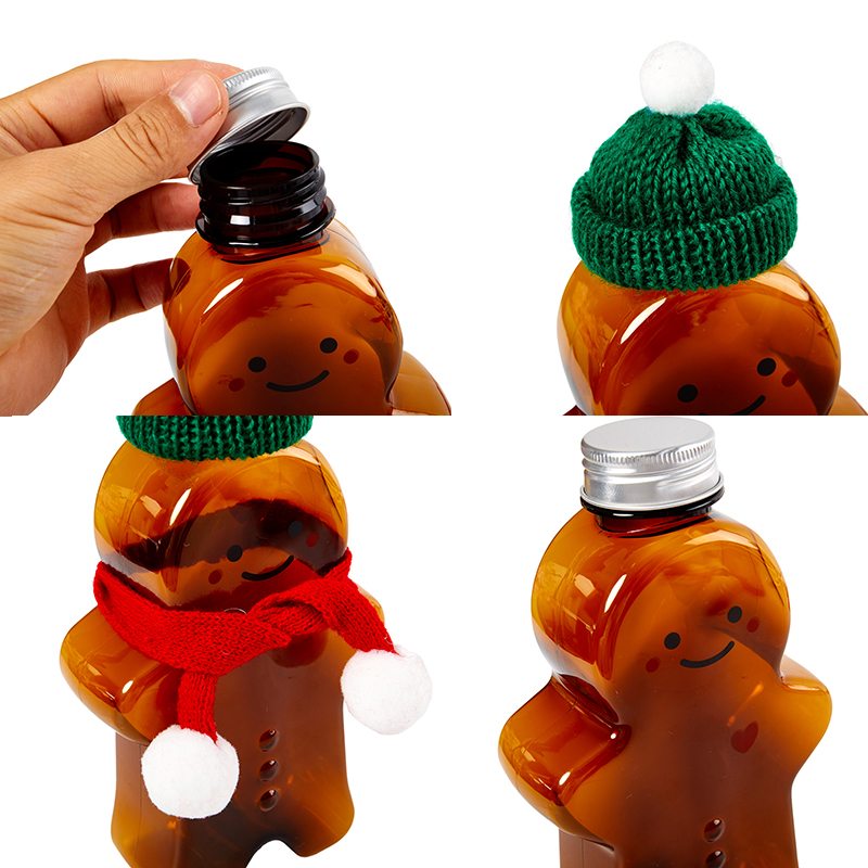 500ML Gingerbread Man Bottle Bear Shape Plastic Drink Cup Christmas ...