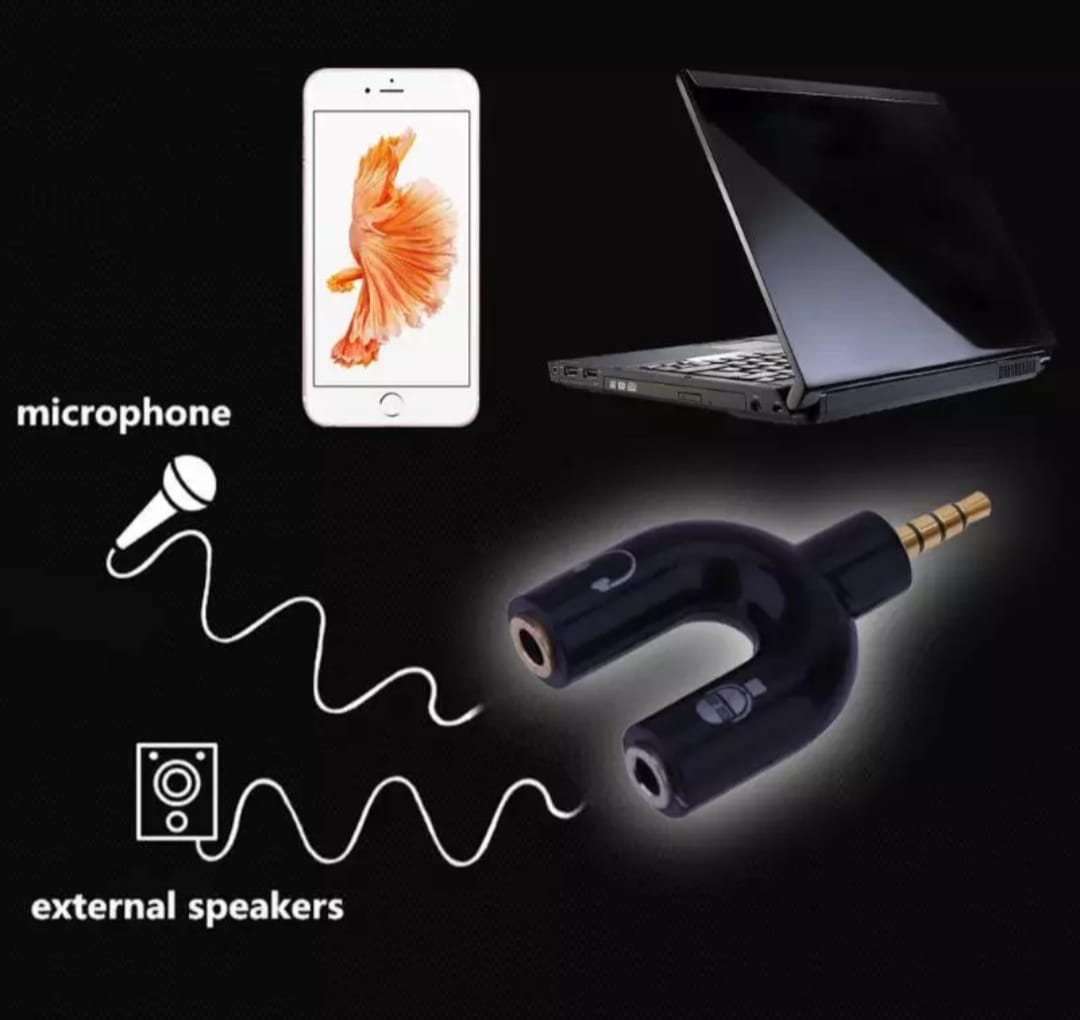 Microphone and Headphone Connector/Splitter/Divider – U shape 3.5mm 4 ...