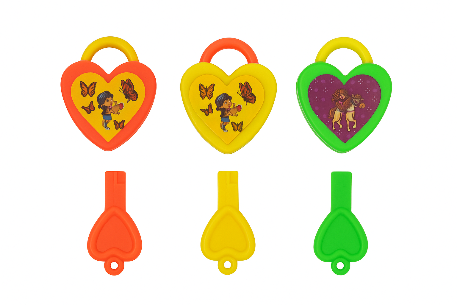 Pack of 5 Colorful Plastic Cartoon Toy Lock for Kids with Keys Birthday ...