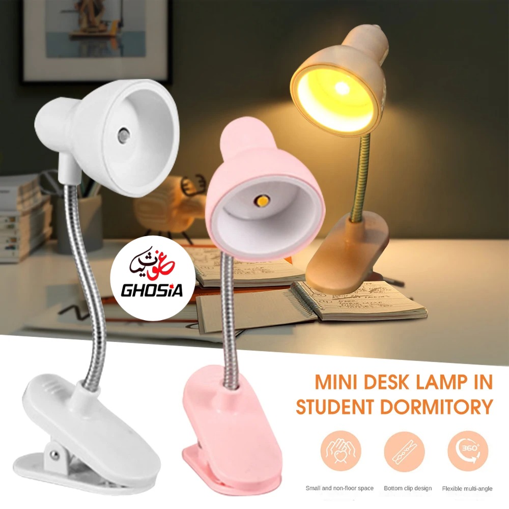 LED Mini Book Light Reading Light Mini Clip-On Study Desk Lamp Battery ...