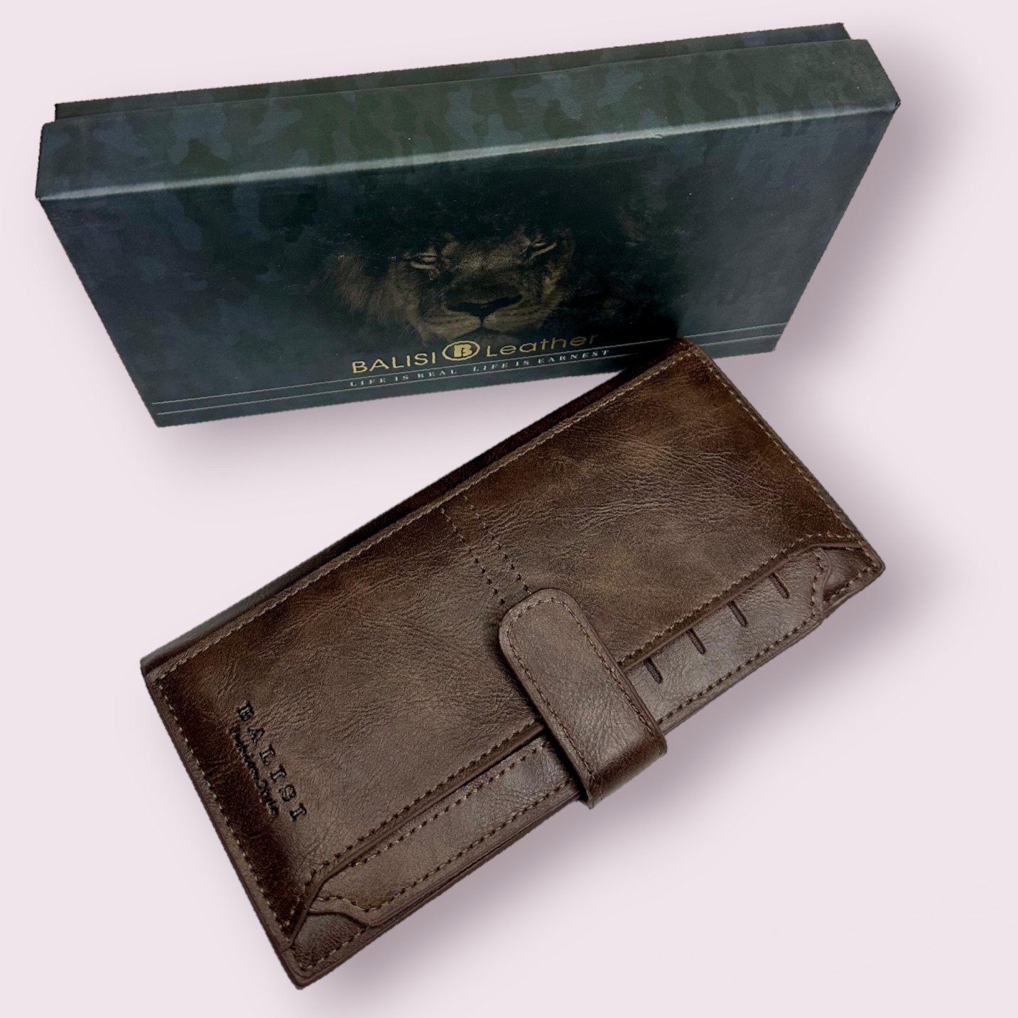 Original Balisi BL01C Men's Leather Bifold Wallet with Push Button ...