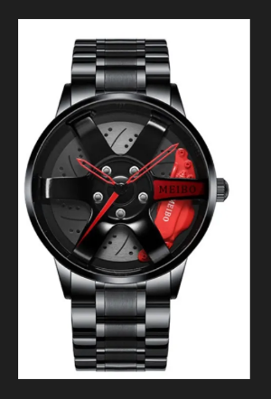 3D Car Wheel Watch With Rotating Wheel Rim Dial Quartz Wristwatch ...