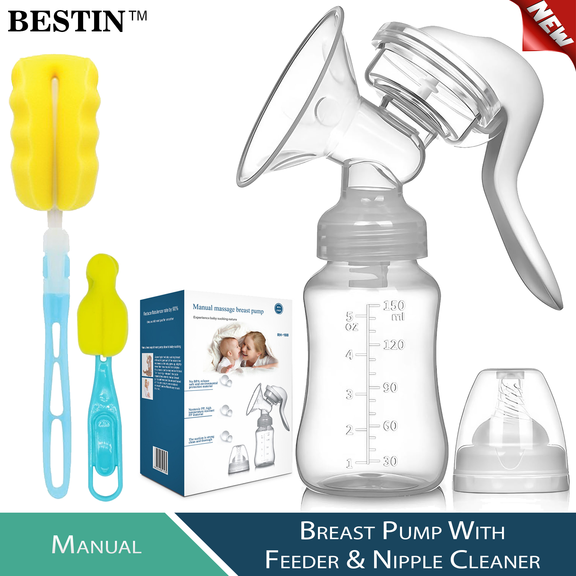 Portable Manual Breast Pump Breast Feeding Pump Massage Milk Breast ...