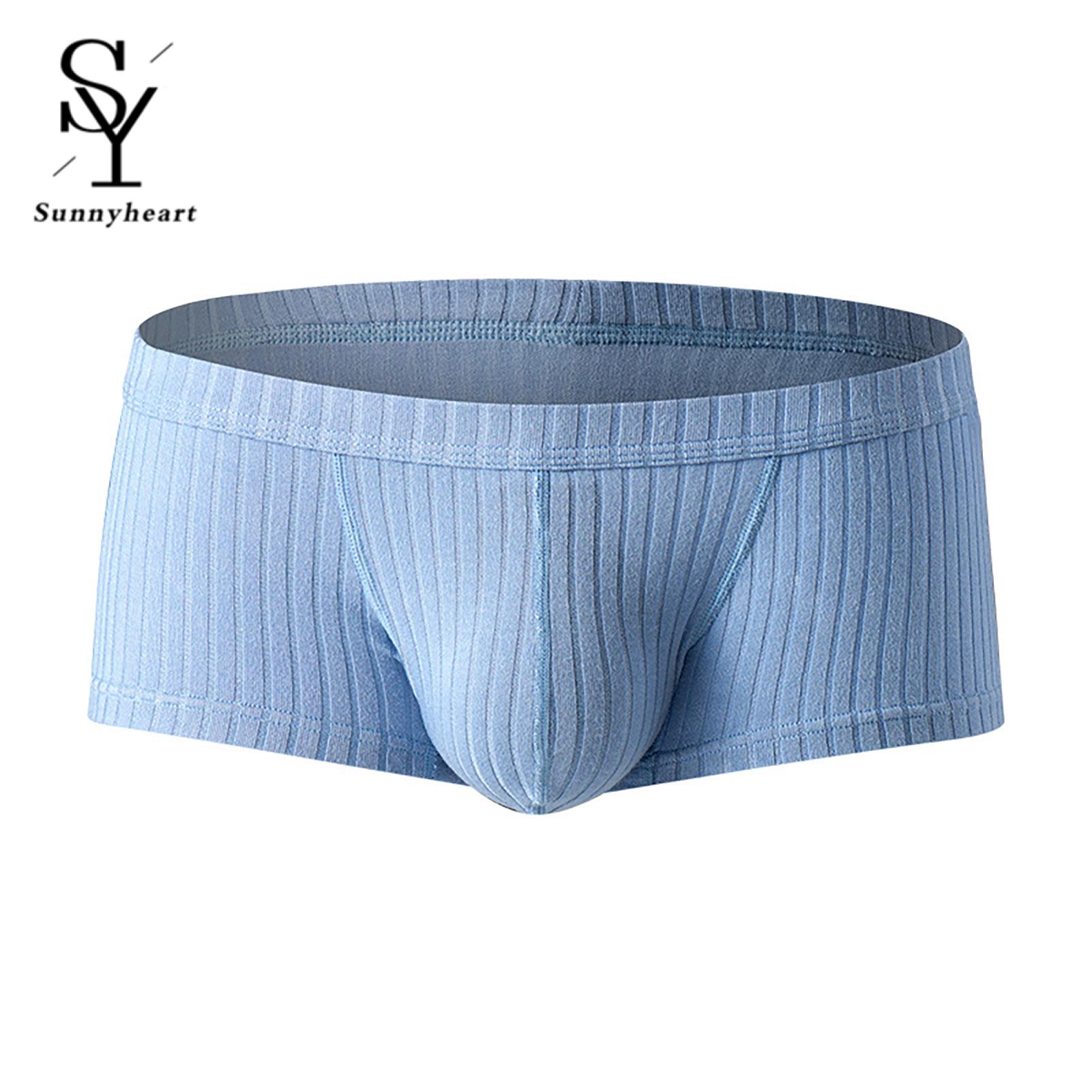 Sunnyheart U-convex Design Boxer Underwear Men's Low-rise Ribbed Boxer ...