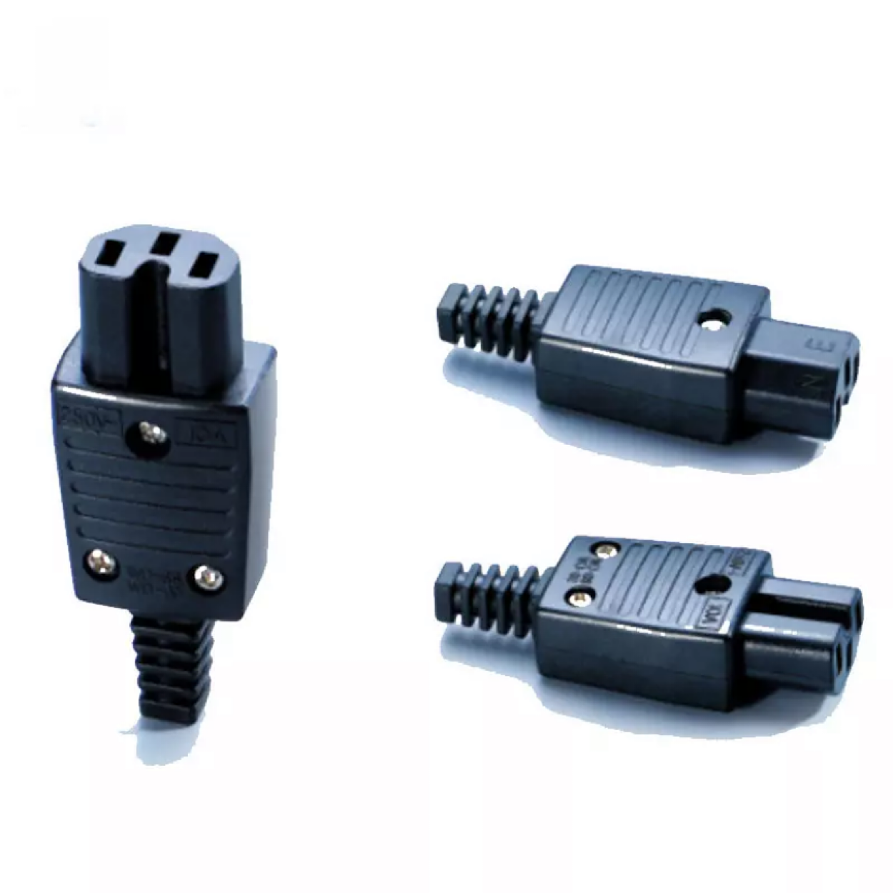 IEC Straight Cable Plug Connector 3 Pin AC Socket C13 C14 Black Male ...