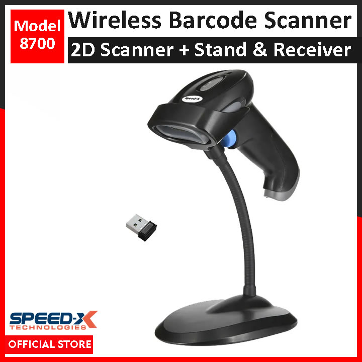 SpeedX 2D Wireless Barcode Scanner Model: 8700 - 2.4Ghz Barcode QR Code ...