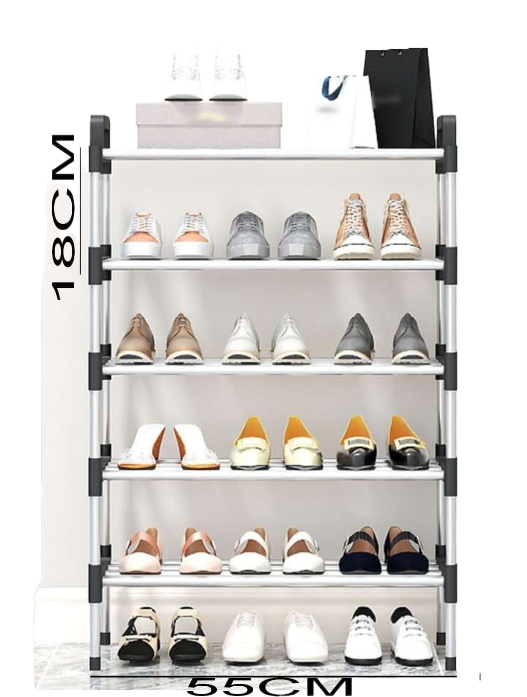 6 Layers Stainless Steel Shoe Rack Space-Saving Storage Solution for ...