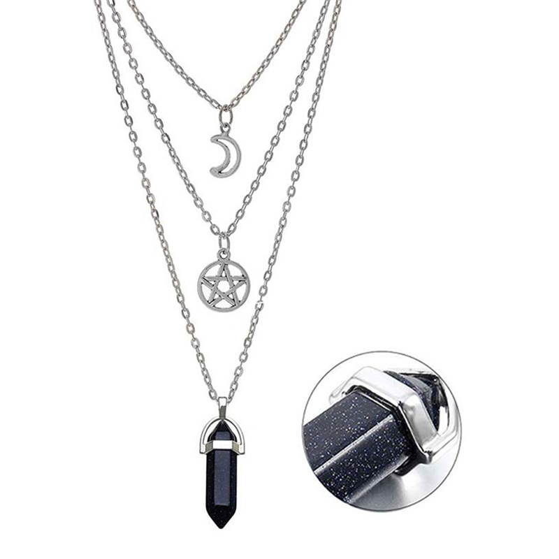 Fashion Pentagram Star Chakra Stones Pendant Necklace for Women ...
