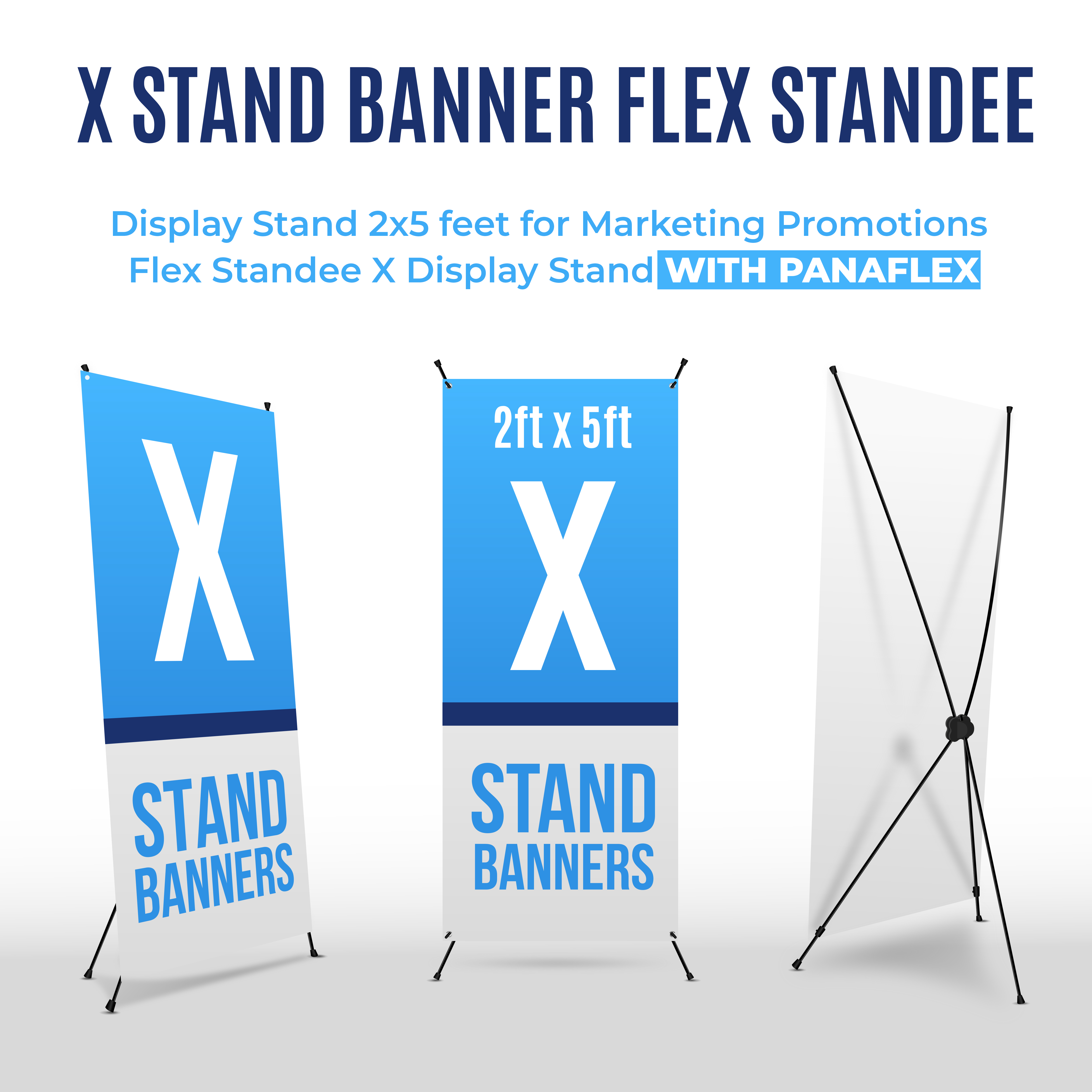 Customize 2x5 feet X stand with banner Flex Standee- Display Stand for ...