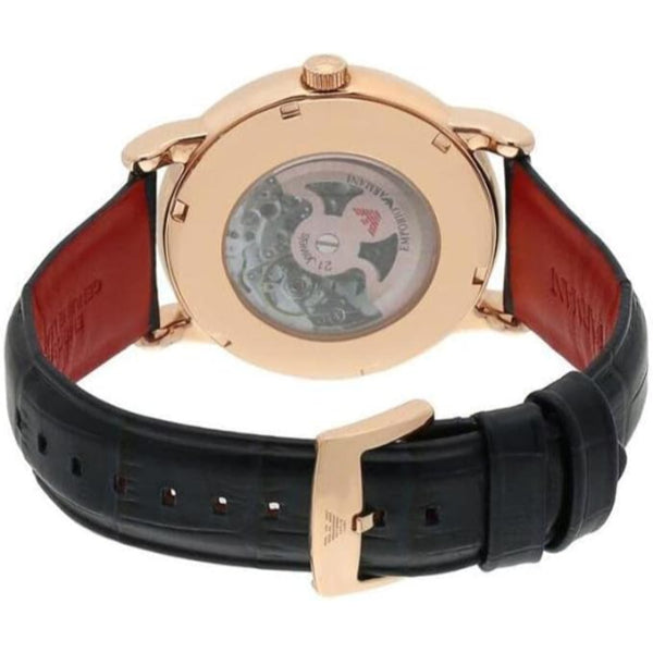 Emporio Armani Meccanico Blue Leather Strap Skeleton Dial Automatic ...