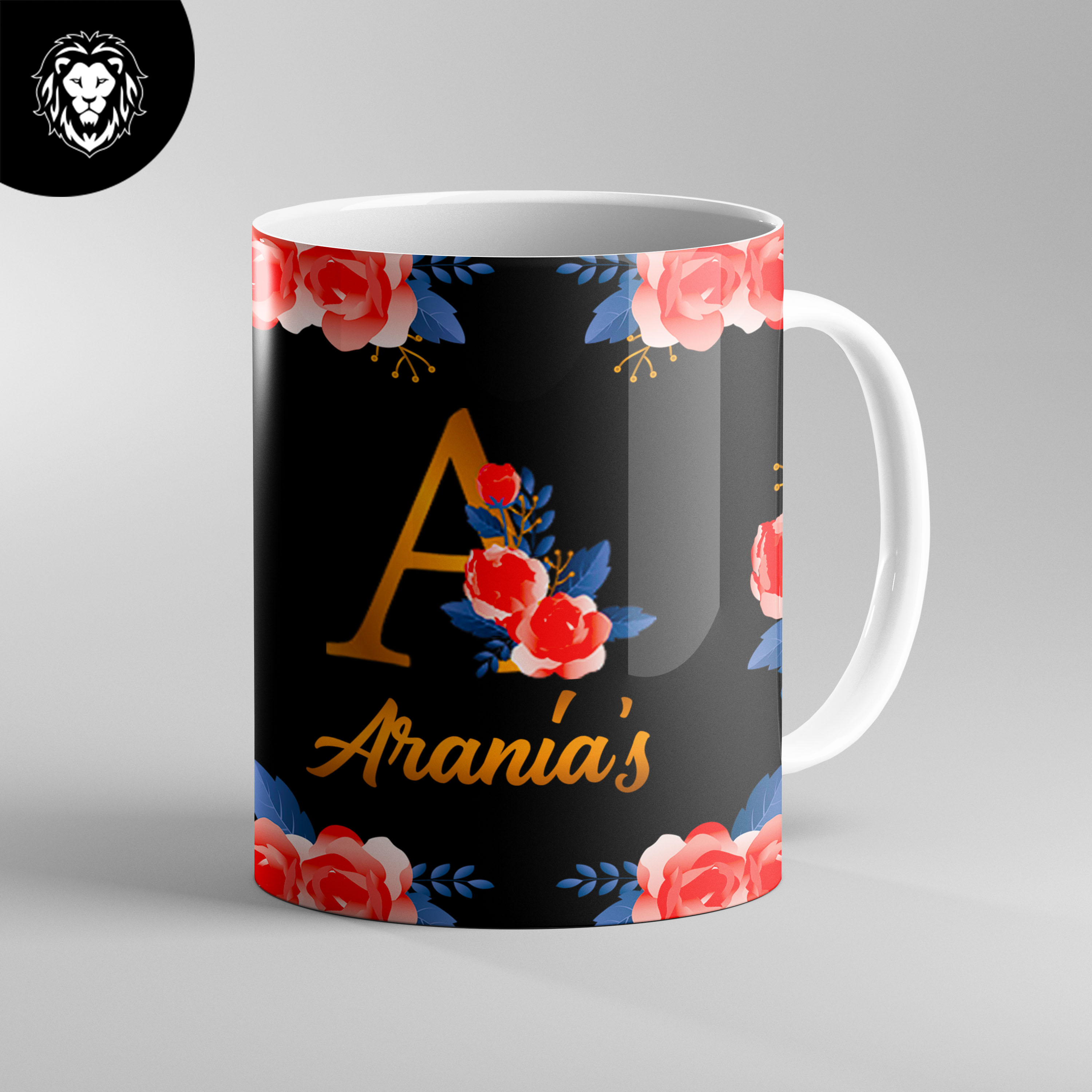 Customize Coffee , Tea Mug with your Name & Name Alphabet Floral Design ...