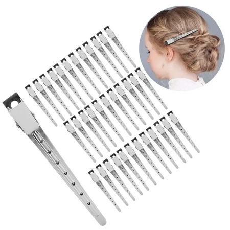 (12PCS) Premium Silver Steel Hair Clips - Duckbill Hair Clips for Women ...