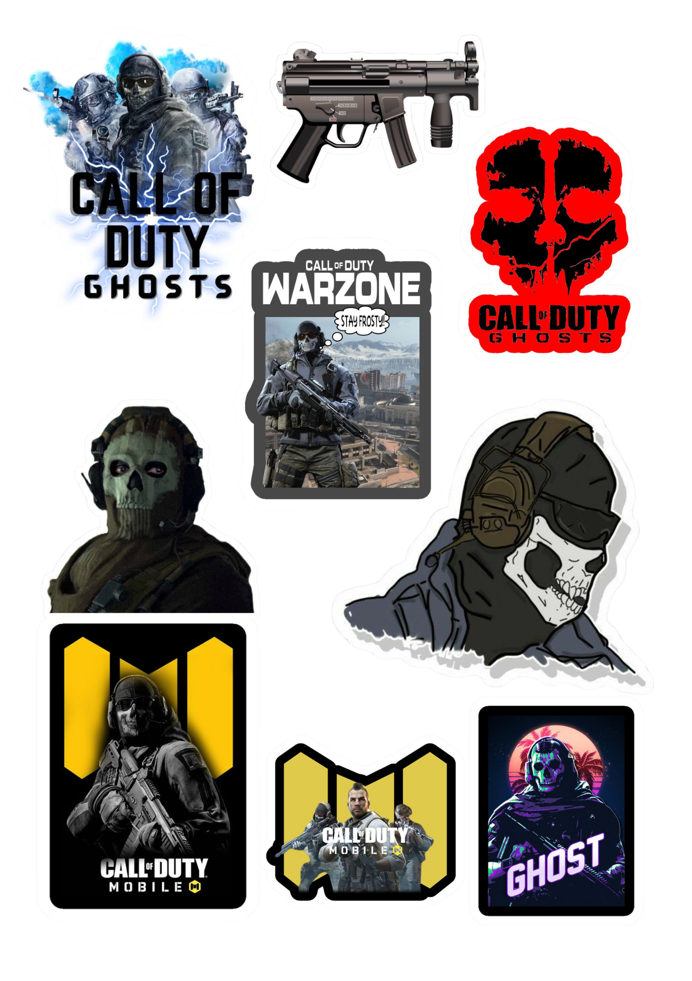 call of duty stickers | A6 uncut cod poster | gaming warzone battle ...