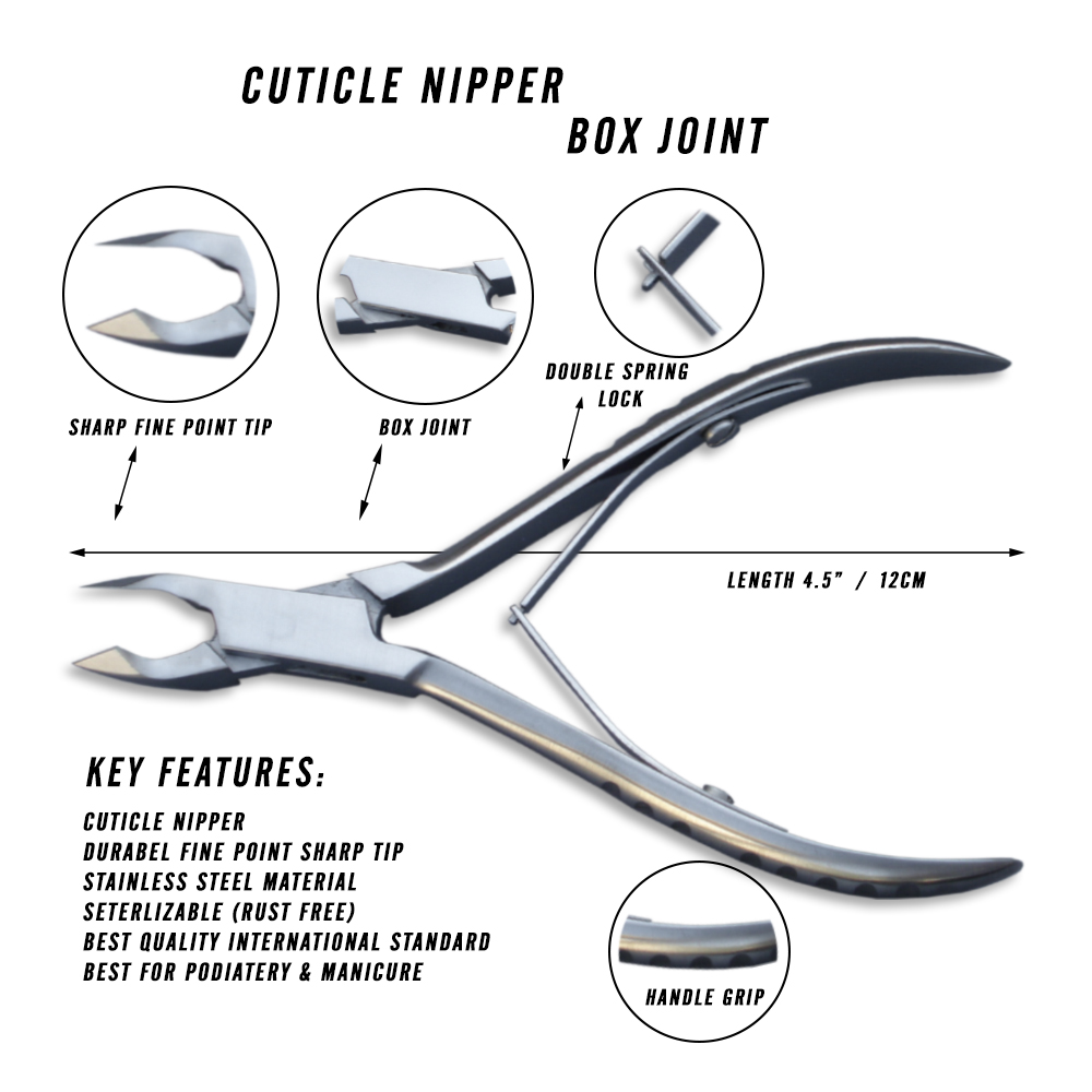 Cuticle Nipper | Box Joint | Double Spring | Sharp Tip | Manicure | Mat Finish | Print Grip ...