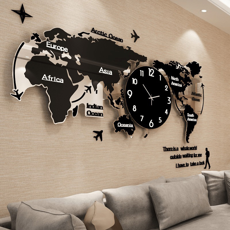 3D wall clock | world map wall clock | DIY wall clock World Map Wooden ...