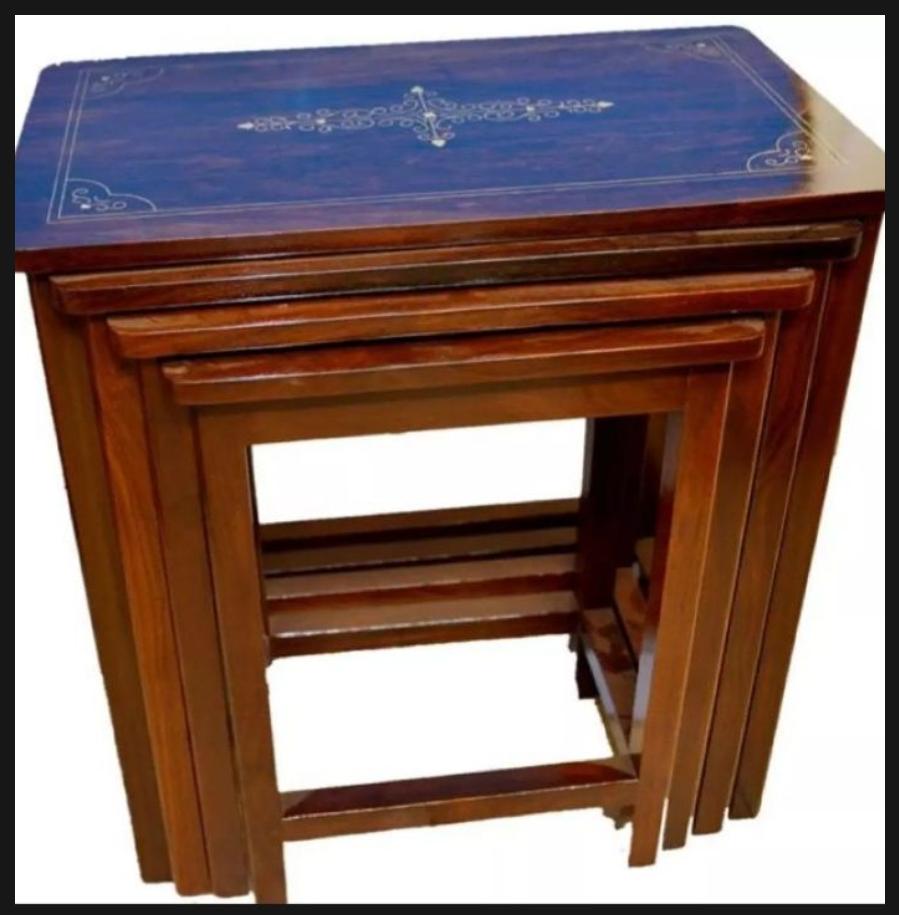 Wooden Tables set Chinyoti Solid Sheesham Wood Nesting Tables (Set of 4 ...