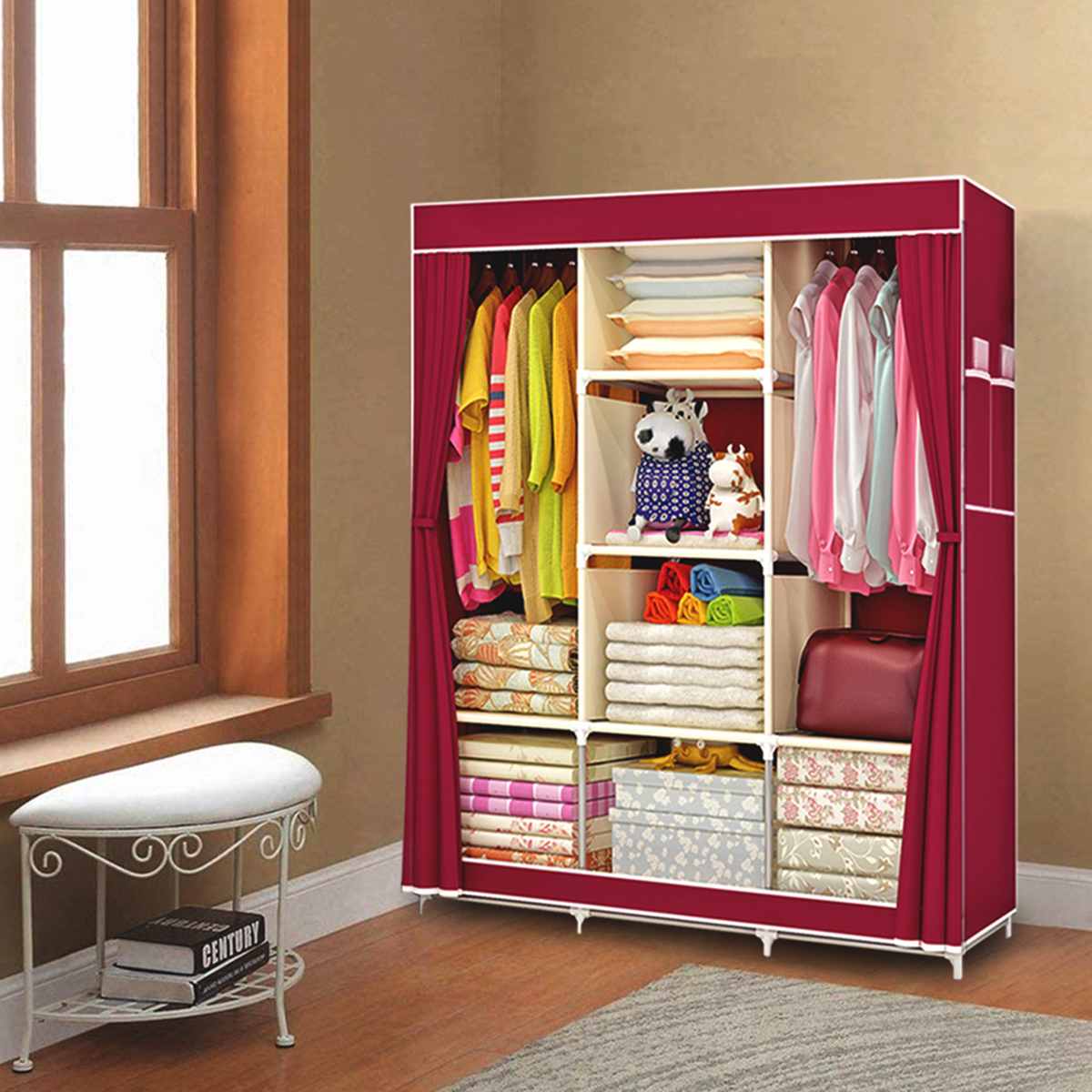 Wardrobe Folding Wardrobe King Size 3 Door With Cloth Hanging Option ...