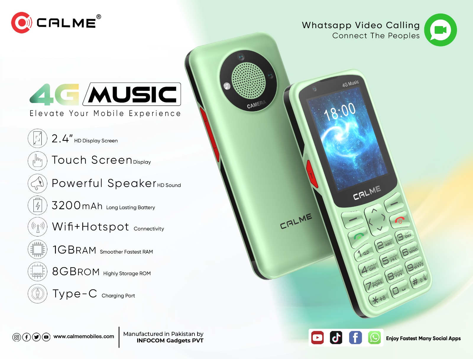 Best Price! Calme 4G Music - Dual Sim 4G - PTA Approved - 2.4 Inch ...