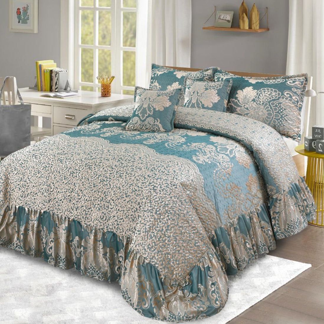 Premium Plashi Bedsheet Bridal Set 5Pcs | Daraz.pk