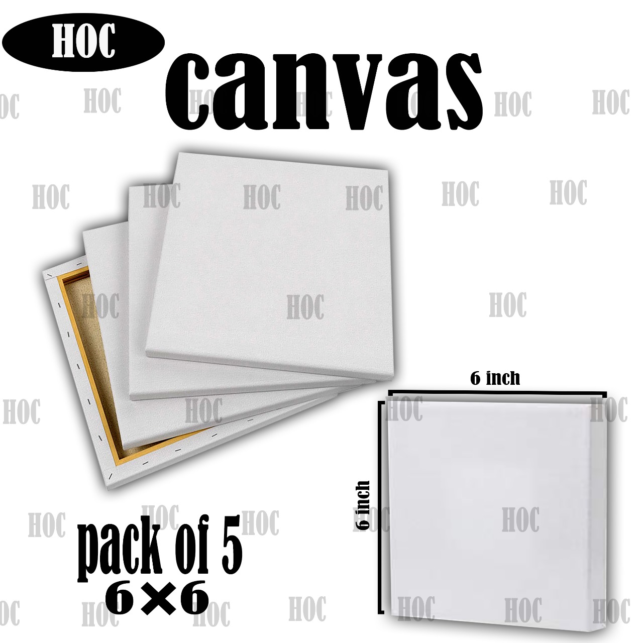 Pack Of 5 PCS - Canvas Board - 6x6 Best For Acrylic & Oil Paints | Daraz.pk